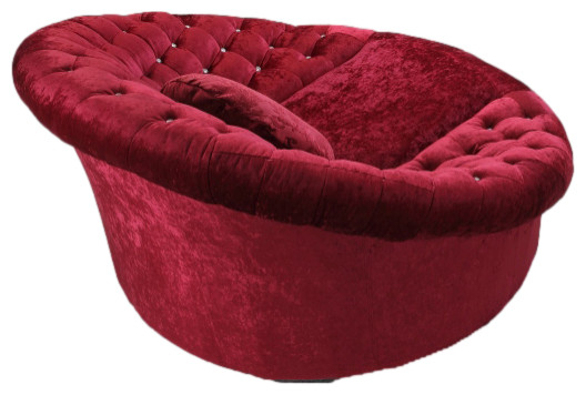 HomeRoots 17" Red Velour and MDF Sofa Chair - Contemporary - Armchairs ...