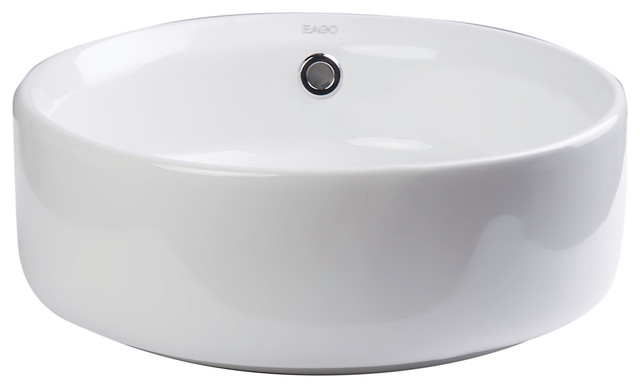 16" Round Ceramic Above Mount Bathroom Basin Vessel Sink - Contemporary ...
