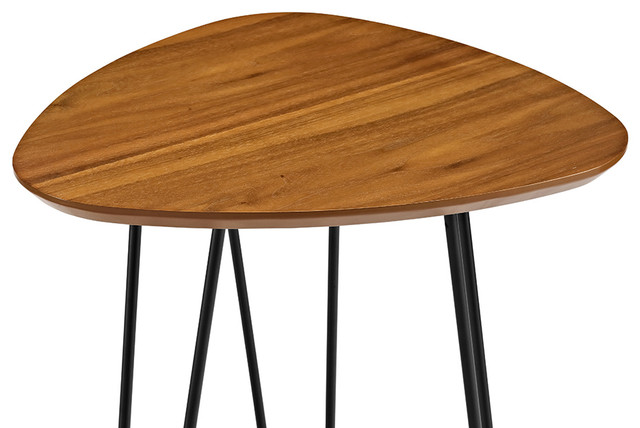 18" Hairpin Leg Wood Side Table, Walnut - Midcentury - Side Tables And ...
