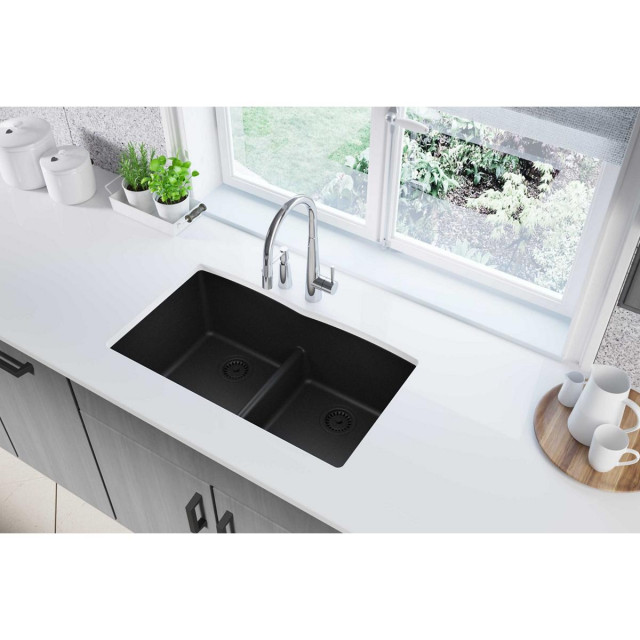 Elkay Quartz Classic Equal 2-Bowl Undermount Sink With Aqua Divide ...
