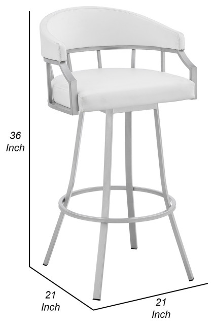 Benzara BM282042 26" Swivel Counter Stool, Flared Legs, White Faux ...