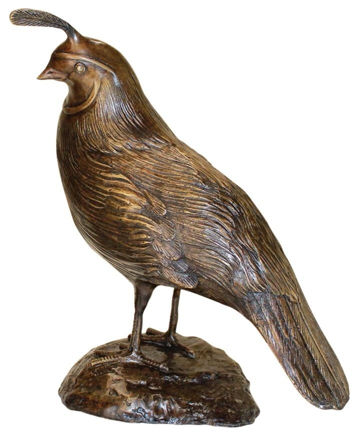 Male California Quail Bronze Statue - Traditional - Garden Statues And ...