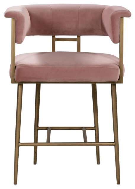 Astrid Velvet Stool, Counter Height - Midcentury - Bar Stools And ...