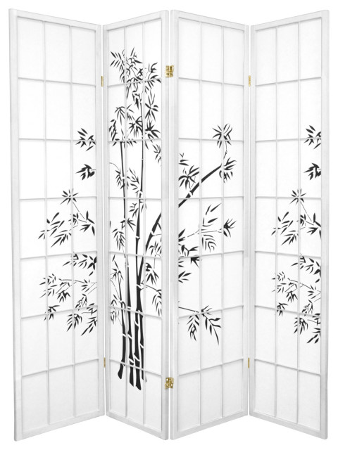 Tall Room Divider, Tall Design With Bamboo Painting Rice Paper Panels ...