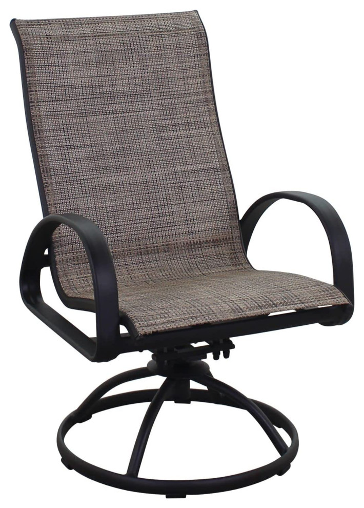 Set of 2 Patio Dining Chair, Swiveling Rocking Design With Breathable ...