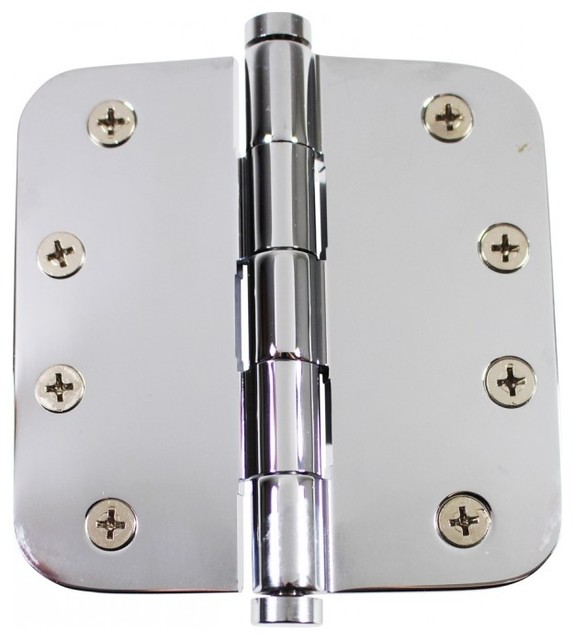 Chrome Door Hinge 4"x4" Radius Brass Coin Tip, 4" x 4" - Modern ...