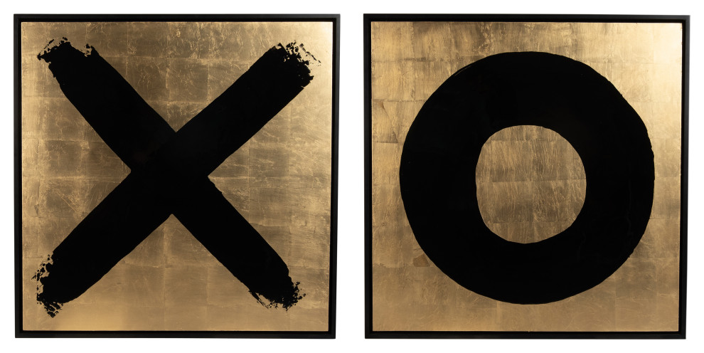 95X47, Set of 2 Hand Painted X And O Frames, Gold/Black, 95x3x47 inches ...