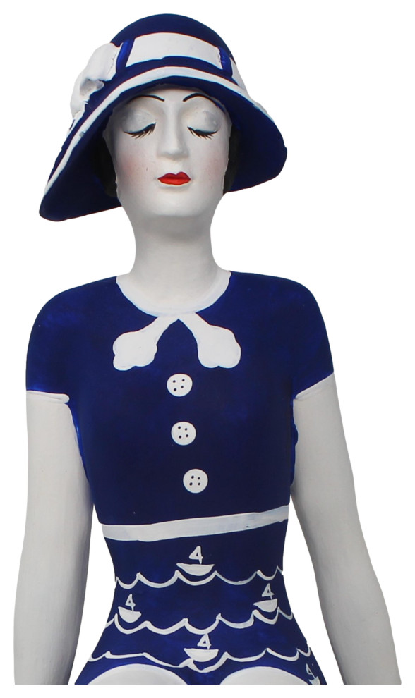 Retro Bathing Beauty Shelf Sitter Statue Art Deco Woman Figurine