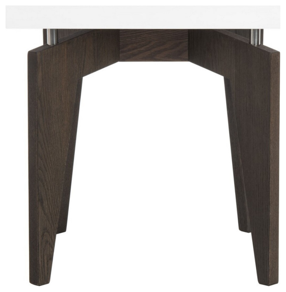 Shelley Retro Lacquer Floating Top Lacquer End Table White/Dark Brown ...
