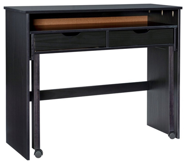 Urbanpro Modern Extendable Wooden Console Desk with Two Roomy Drawers ...