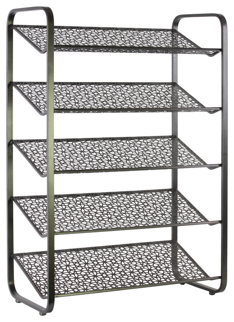 Metal 5 Tier Shoe Rack, Metallic Gunmetal Gray - Contemporary - Shoe ...