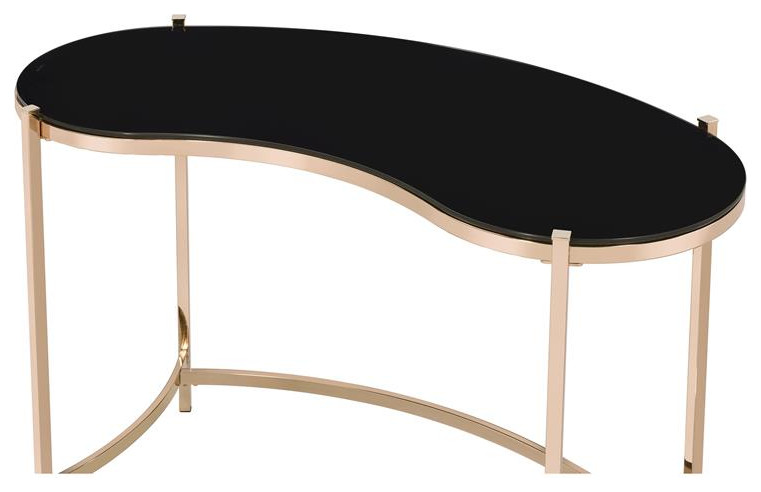Furniture of America Lythy Contemporary Glass Top Desk in Gold ...