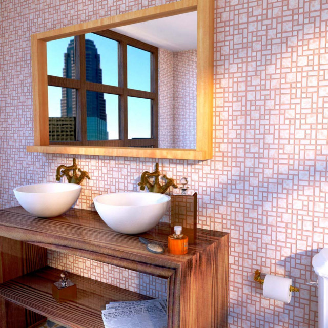 University Porcelain Mosaic Floor and Wall Tile, Pink, Sample ...