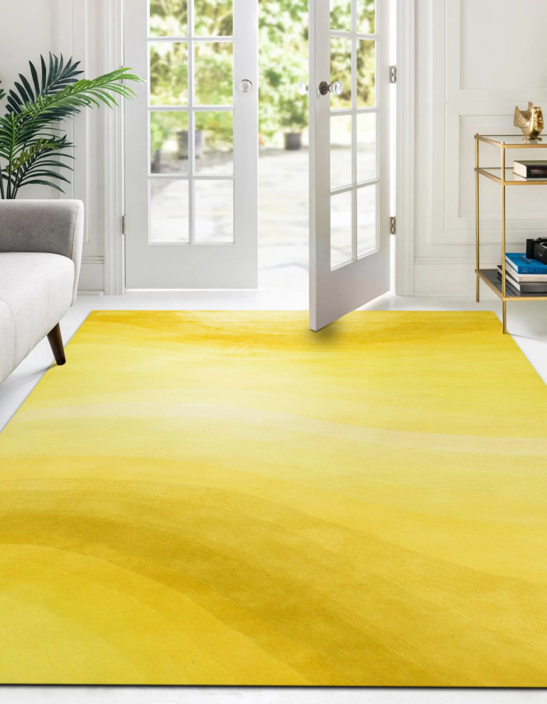 Yellow Desertland Hand-Tufted Wool Rug, 7'9x9'9 - Contemporary - Area ...