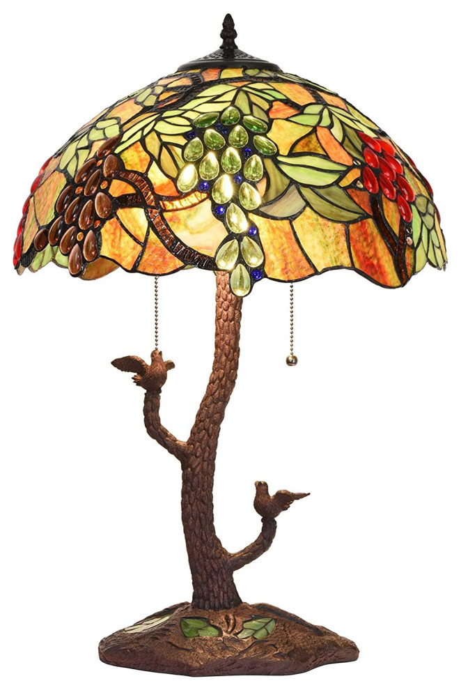 Unique Table Lamp, Tiffany Style With Stained Glass Shade and Tree ...