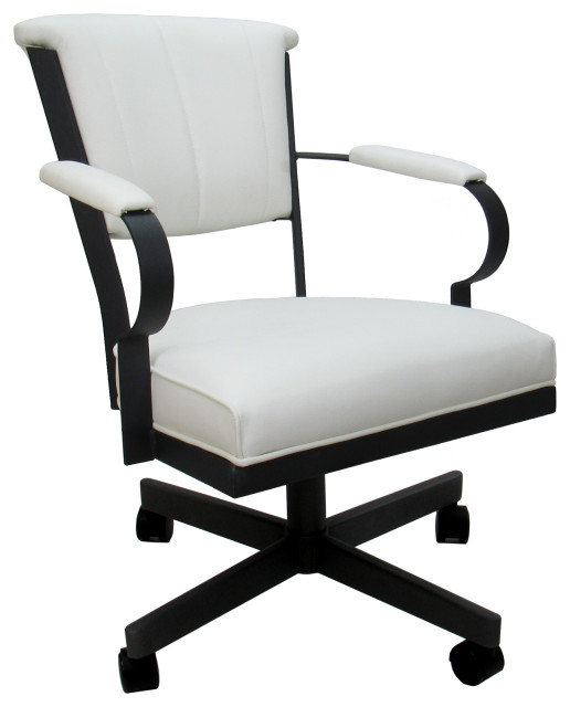 Set of 4, Miami Swivel Metal Caster Chairs, Reading Base - Transitional ...