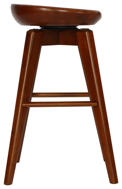 Tiwi Backless Swivel Counter Stool, Solid Wood, 24" Walnut - Midcentury ...