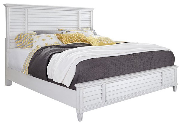 Cane Bay King Louvered Panel Bed Complete - Beach Style - Platform Beds ...
