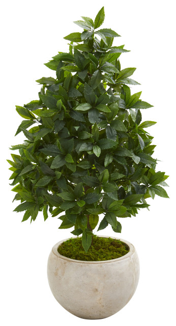 Nearly Natural 34 Ficus Artificial Tree in Decorative Red Planter ...