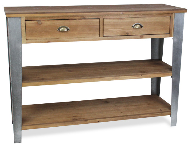 Wooden Console Table With Galvanized Legs - Farmhouse - Console Tables ...