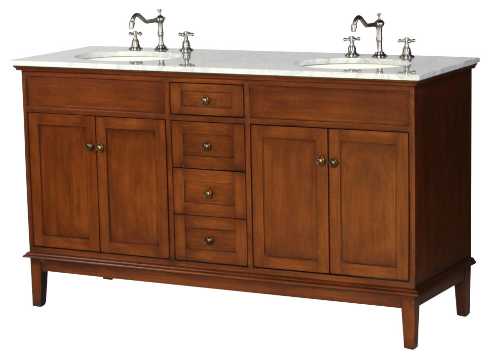 60" Contemporary Style Double Sink Bathroom Vanity, Model 301-60 SK ...