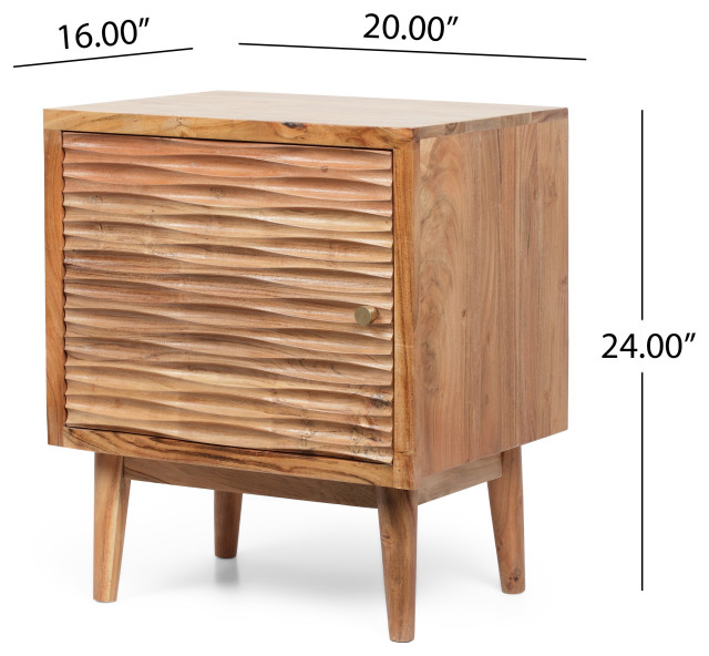 Luttrell Handcrafted Boho Acacia Wood Nightstands (Set of 2), Natural ...