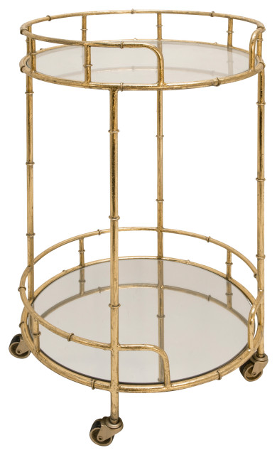 Sagebrook Home 2-Tier Metal Bar Cart: Gold, Mirror, 18x18x31.5" - Asian ...