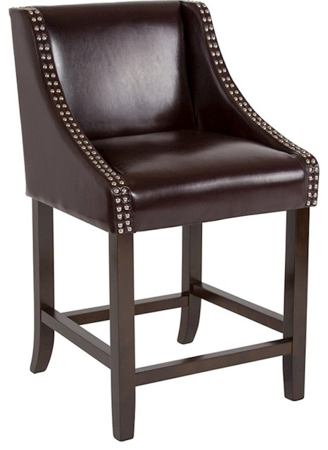 Flash Furniture Carmel 24" Walnut Counter Stool, Brown Lthr - CH-182020 ...