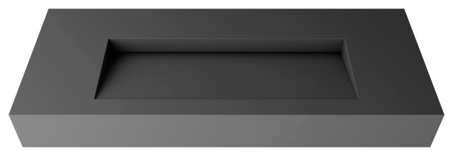 CastelloUSA Pyramid Solid Surface Wall Mounted Ramp Basin Sink, 48 ...