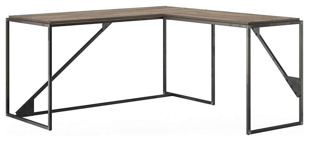 Industrial L Shaped Desk, Sleek Design With Sturdy Metal Frame, Rustic ...