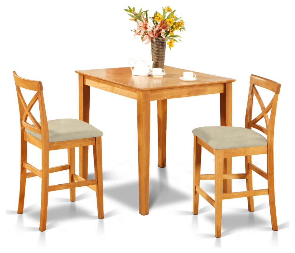 3 Pc Counter Height Table Set -Pub Table And 2 Kitchen Counter Chairs ...