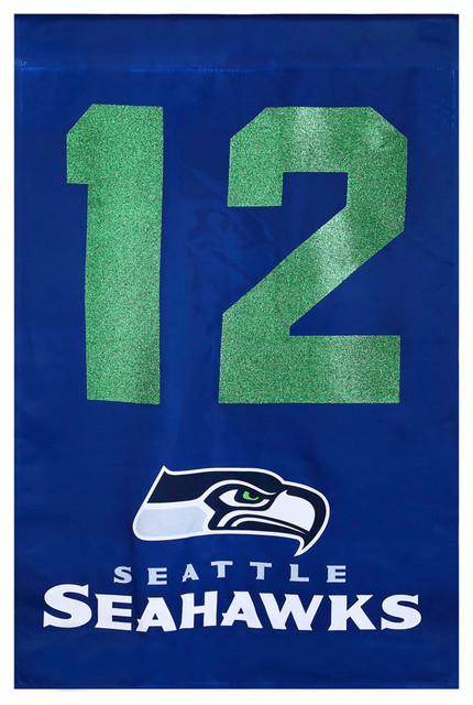 Seattle Seahawks Number 12 Two Sided Glitter Accented House Flag ...