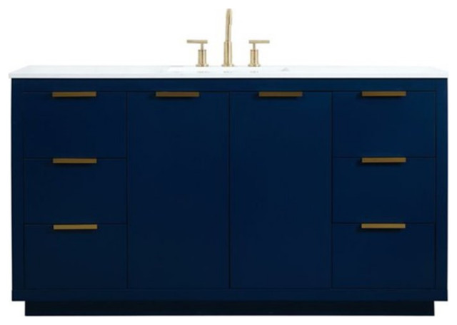 Elegant Decor Blake 60" Aluminum Alloy MDF Single Bathroom Vanity in ...
