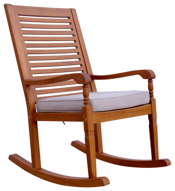 Nantucket Rocking Chair, Natural Colour Stain With Gray Cushion ...
