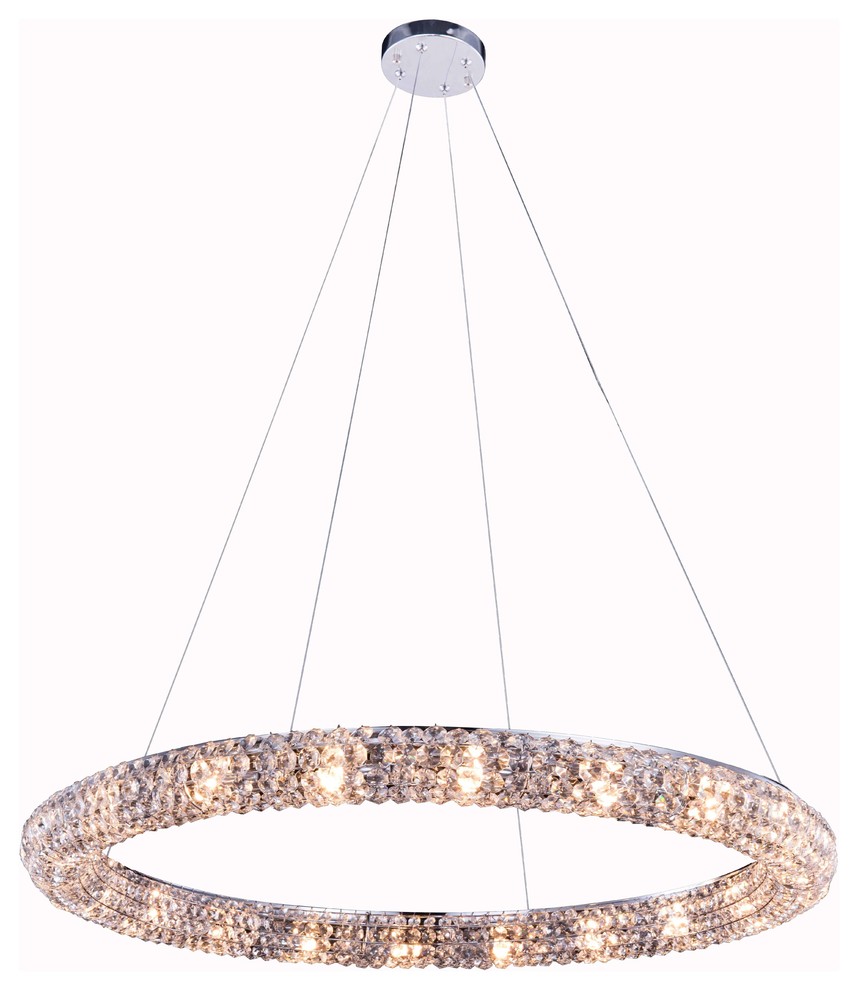 Halo 32" Chandelier, Chrome Finish, Clear Crystal - Contemporary ...