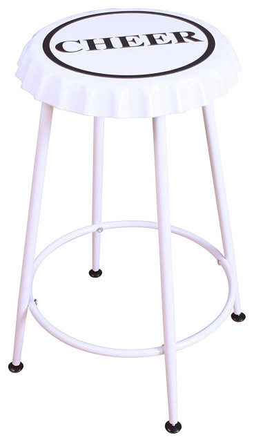 HomeRoots White Metal Cheer Bottle Cap Seat Set of 2 Counter Height ...