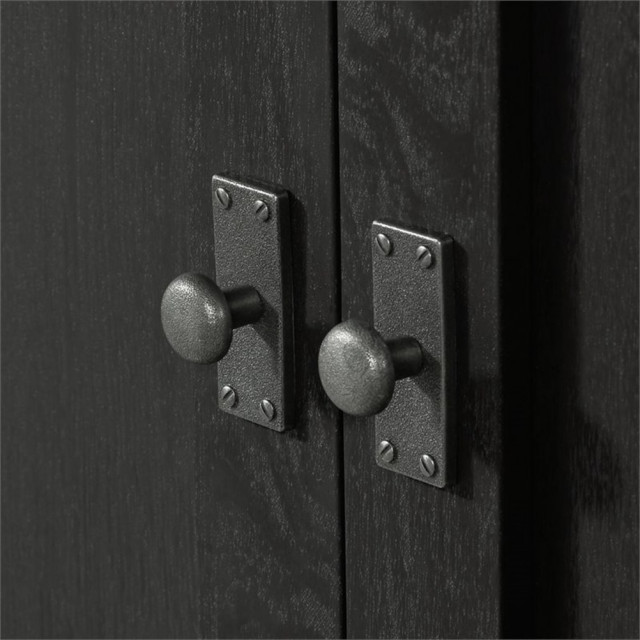 Pemberly Row Engineered Wood Adjustable Shelf & Drawer Armoire Raven ...