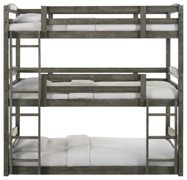 Picket House Furnishings Wyatt Wood Triple Twin Bunk in Gray Wire ...
