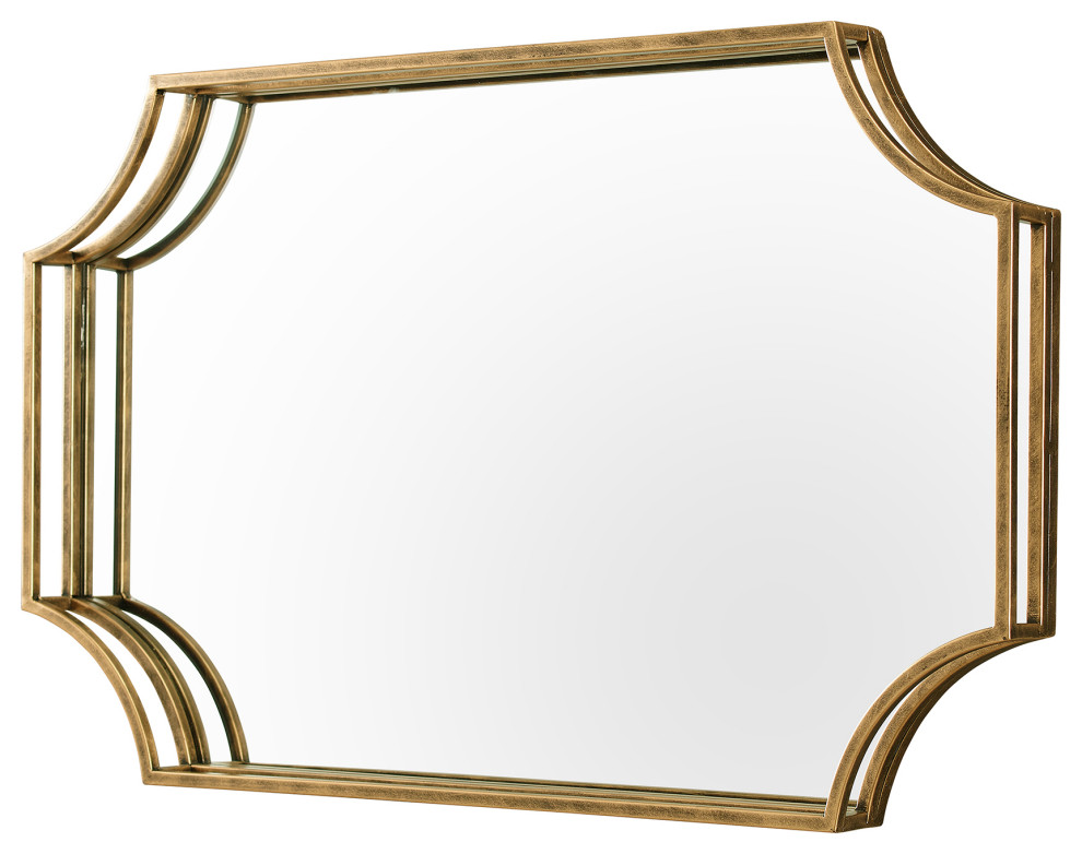 32" Rectangle Notched Corner Metal Framed Mirror - Transitional - Wall ...