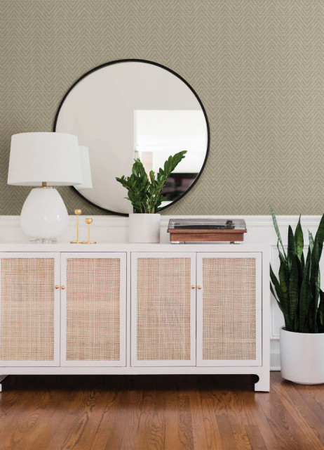 Glynn Neutral Chevron, Bolt - Contemporary - Wallpaper - by Brewster ...