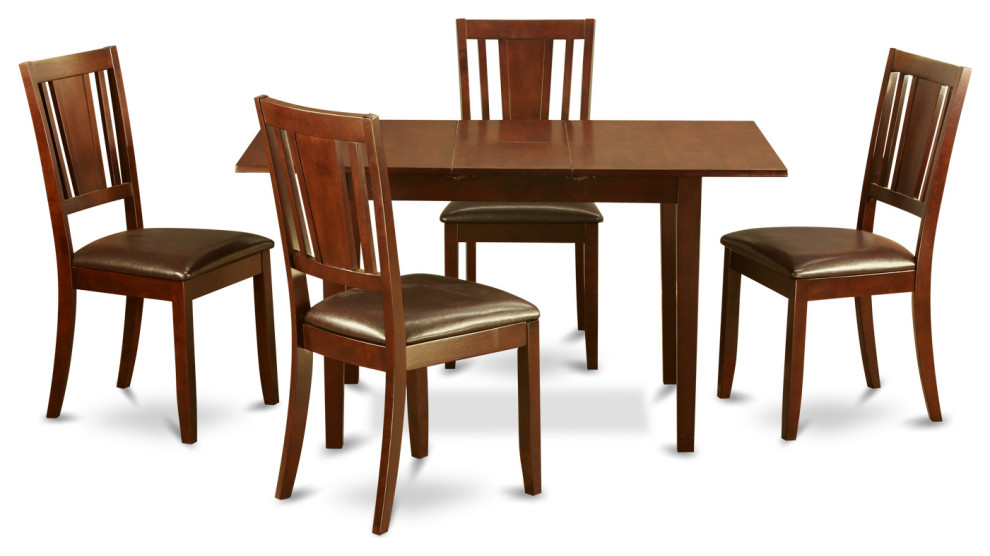 5 Pc Small Dinette Set - Table With Leaf And 4 Kitchen Chairs ...