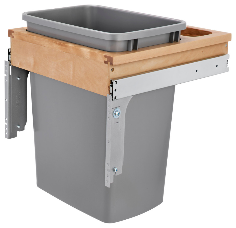 Wood Top Mount Pull Out Single Trash/Waste Container, 15" - Trash Cans ...