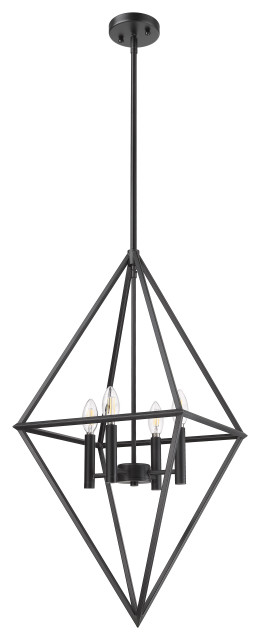Vivio Lighting 4-Bulb 20” Geometric Pendant Light Matte Black ...