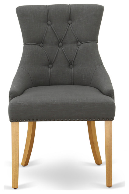 Friona Parson Chair With Oak Leg And Linen Fabric Dark Gotham Grey Set ...