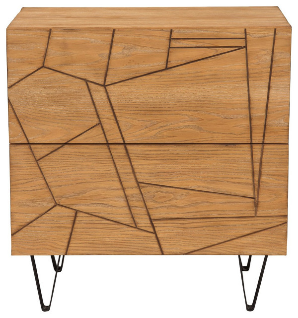 Natural Abstract 2 Drawer Nightstand - Midcentury - Nightstands And ...