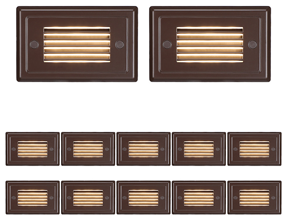 12-Pack Low Voltage Louvered Step Light, 3000K Warm White ...