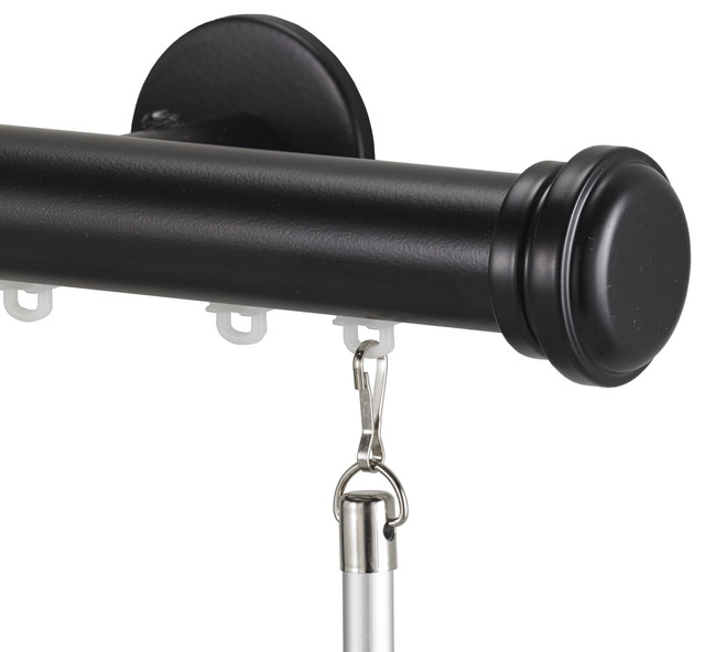 Deco Traverse Rod 1 With Empire Finials, Black, 48 - Transitional ...