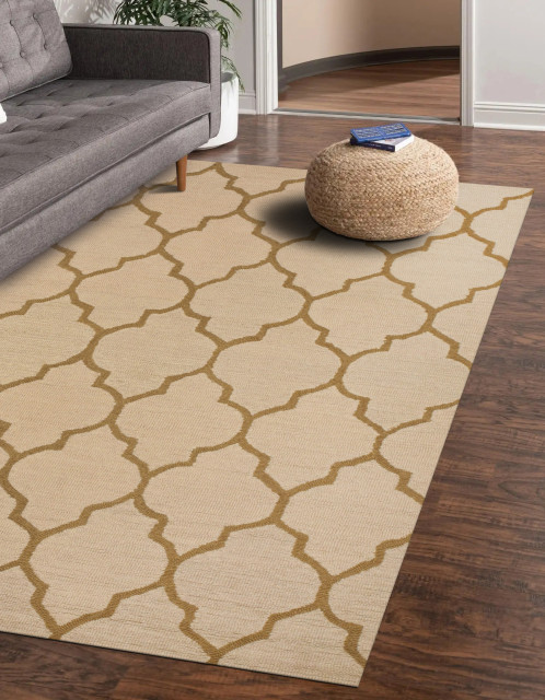 Light Beige Traditional Trellis Moroccan Area Rug - Contemporary - Area ...