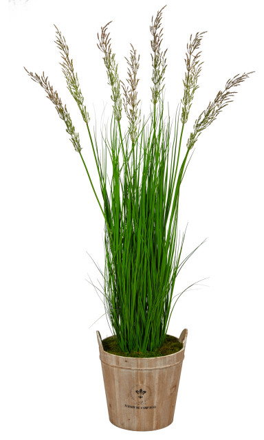 64" Wheat Grass Artificial Plant, Farmhouse Planter - Modern ...