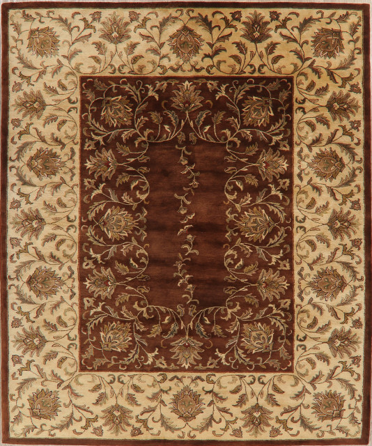 Indian French Toile Carpet Bordered Oriental Hand-Tufted Area Rug ...